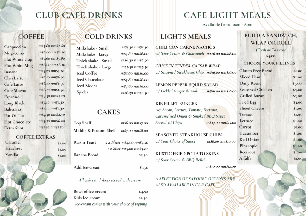 MENU – Kingaroy RSL